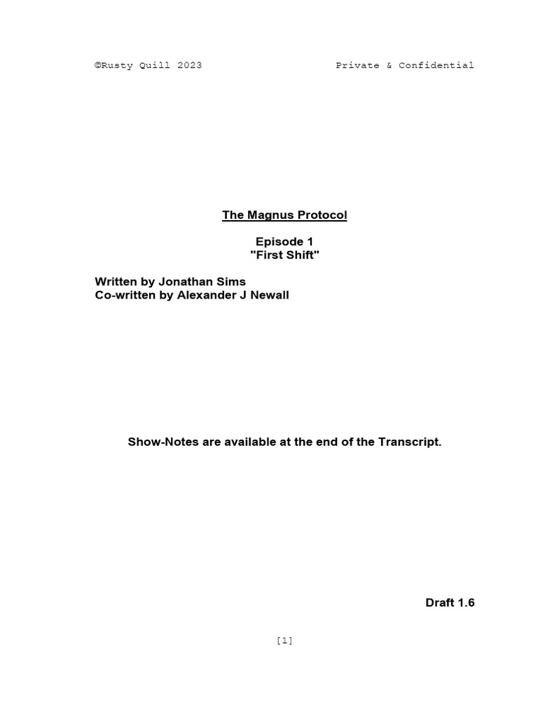 MAGP 01 - First Shift - Transcript 2.0 | PDF