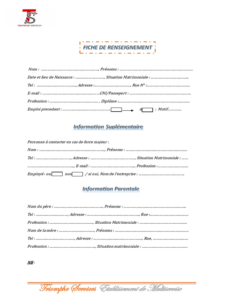 Fiche de Renseignement | PDF
