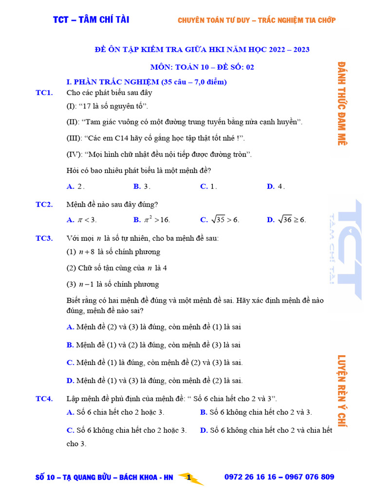 Đa Đề Số 02 Ghk1 Lớp 10 Kntt | PDF