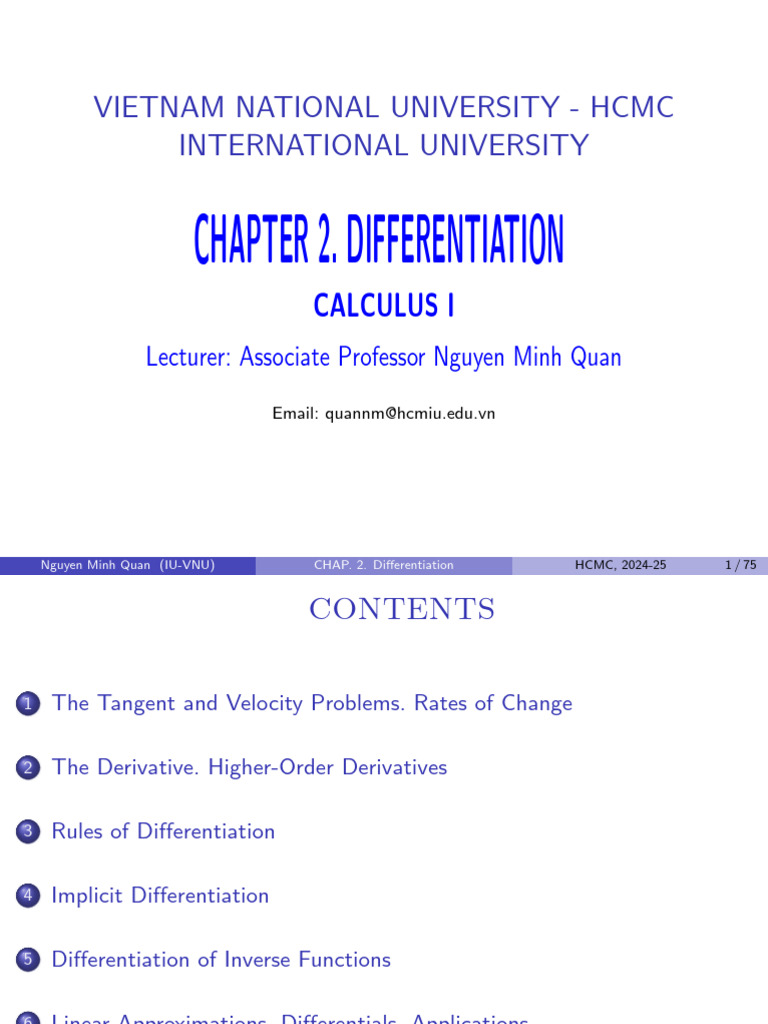Chapter2 Differentiation Handout 2024-25-3 | PDF | Derivative | Tangent