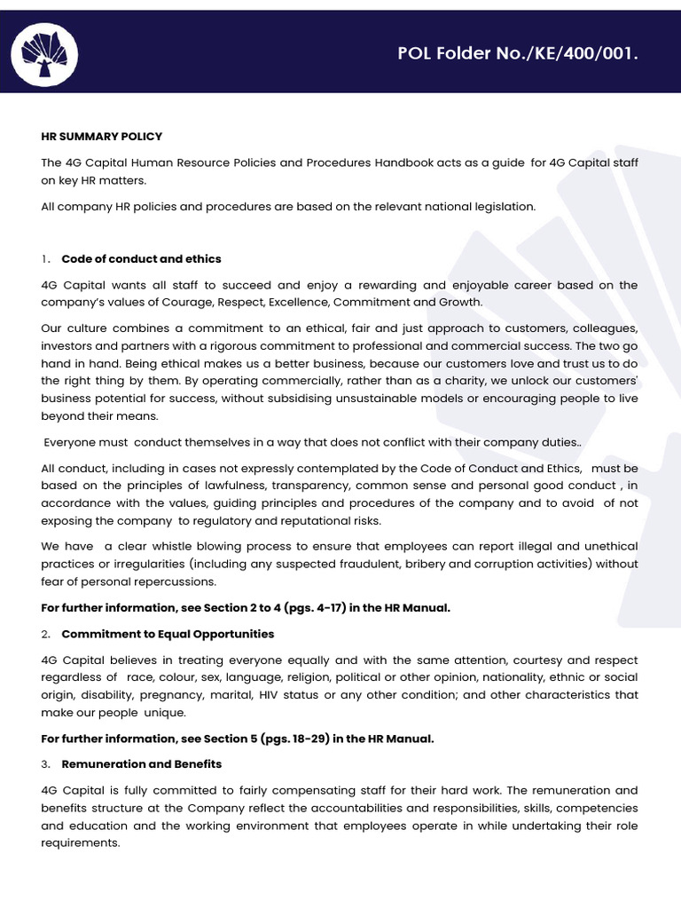 HR POLICY HANDBOOK - Compressed | PDF | Employment | Performance Appraisal