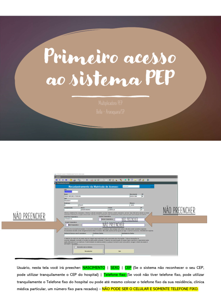Primeiro acesso ao sistema PEp | PDF