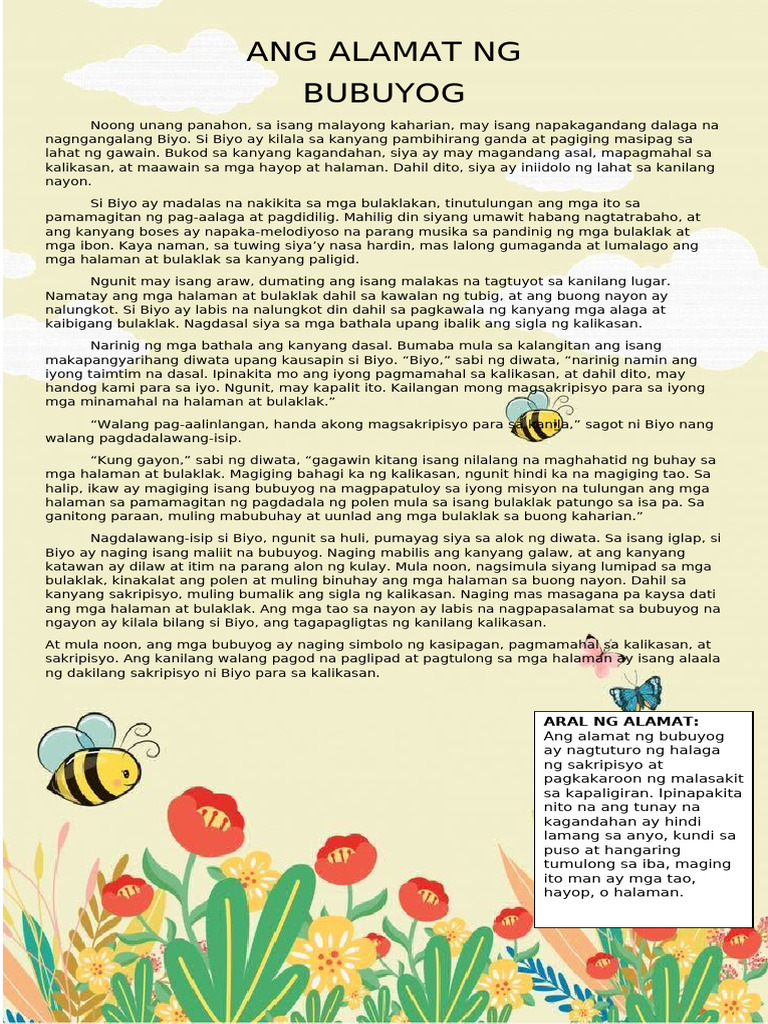 Ang Alamat NG Bubuyog | PDF