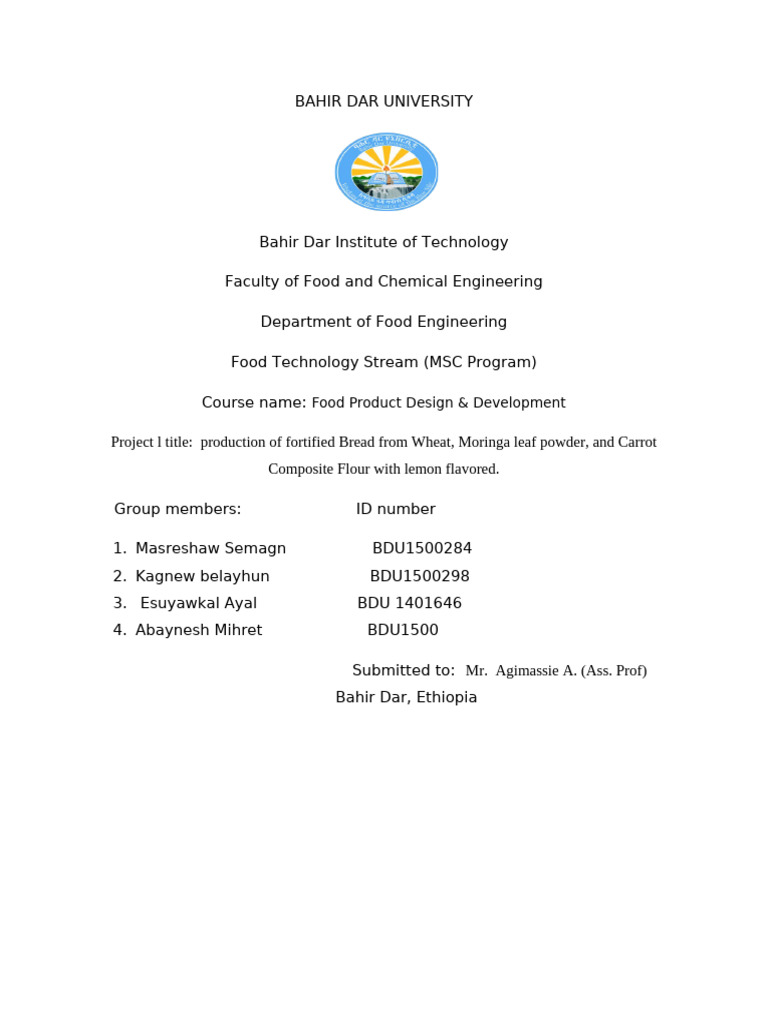 Fortified Bread Production Project | PDF | Breads | Foods