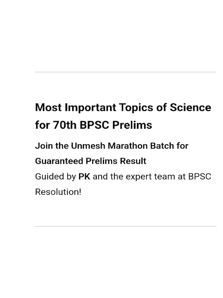 Most Important Topics Of Science For 70th Bpsc Prelims Pdf 