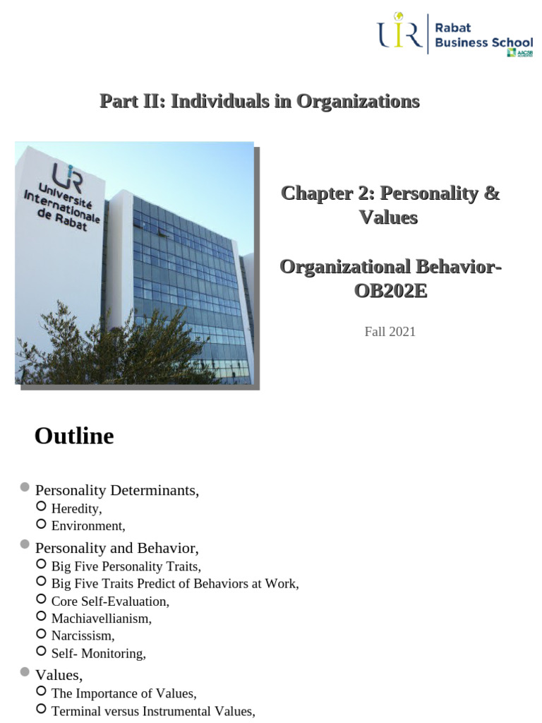 Chapter-2 - Personality and Values | PDF | Narcissism | Extraversion And Introversion