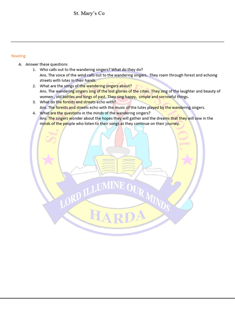 ENGLISH-poem - Wandering Singers | PDF