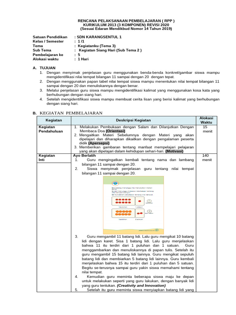 Contoh RPP Pembelajaran Terpadu | PDF