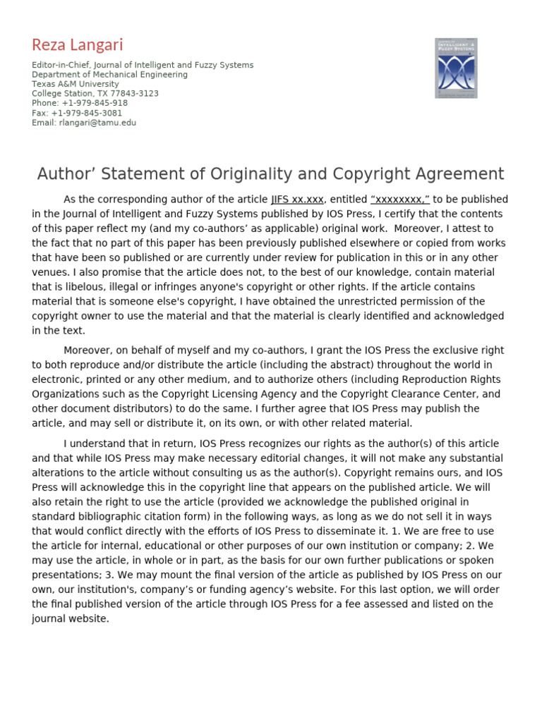 JIFS Statement Originality | PDF | Copyright | Intellectual Property Law