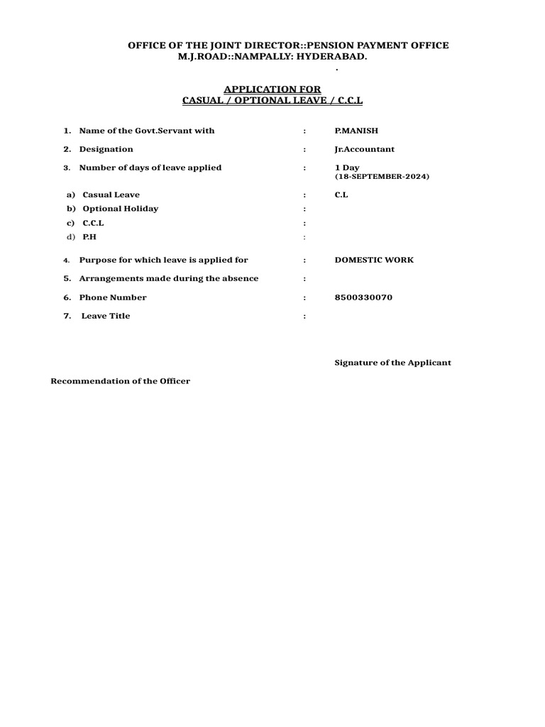 Leave Application Form for Government Employees | PDF | Employee ...