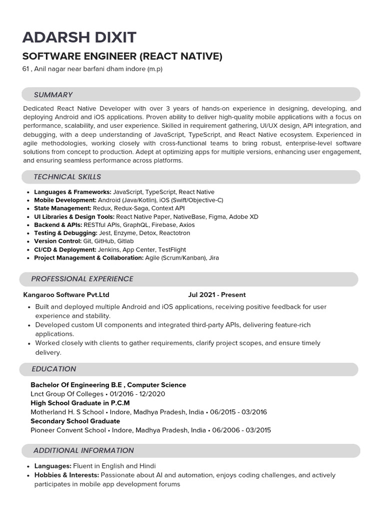 Adarsh Dixit CV 3 | PDF