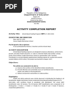 SBFP Accomplishment Report 2023 | PDF | Foods | Nutrition