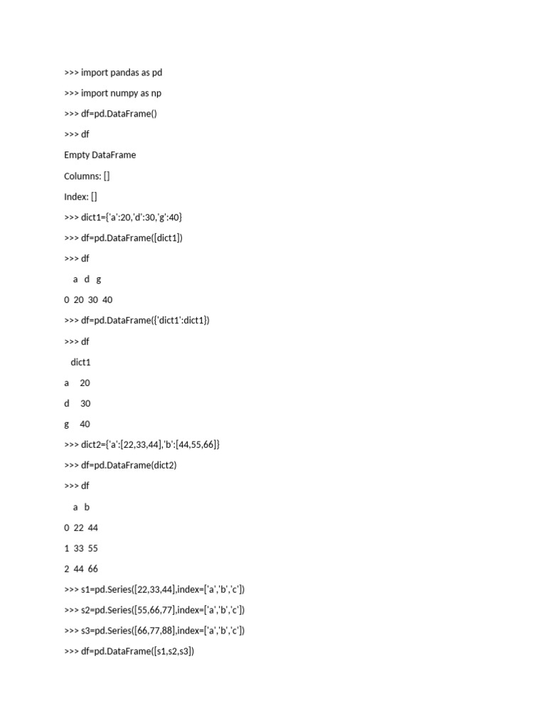 DataFrame Operations in Python | PDF | Computer Programming
