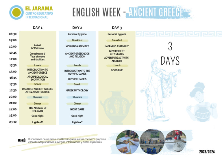 Ancient Greece Educational Program Schedule | PDF | Meal