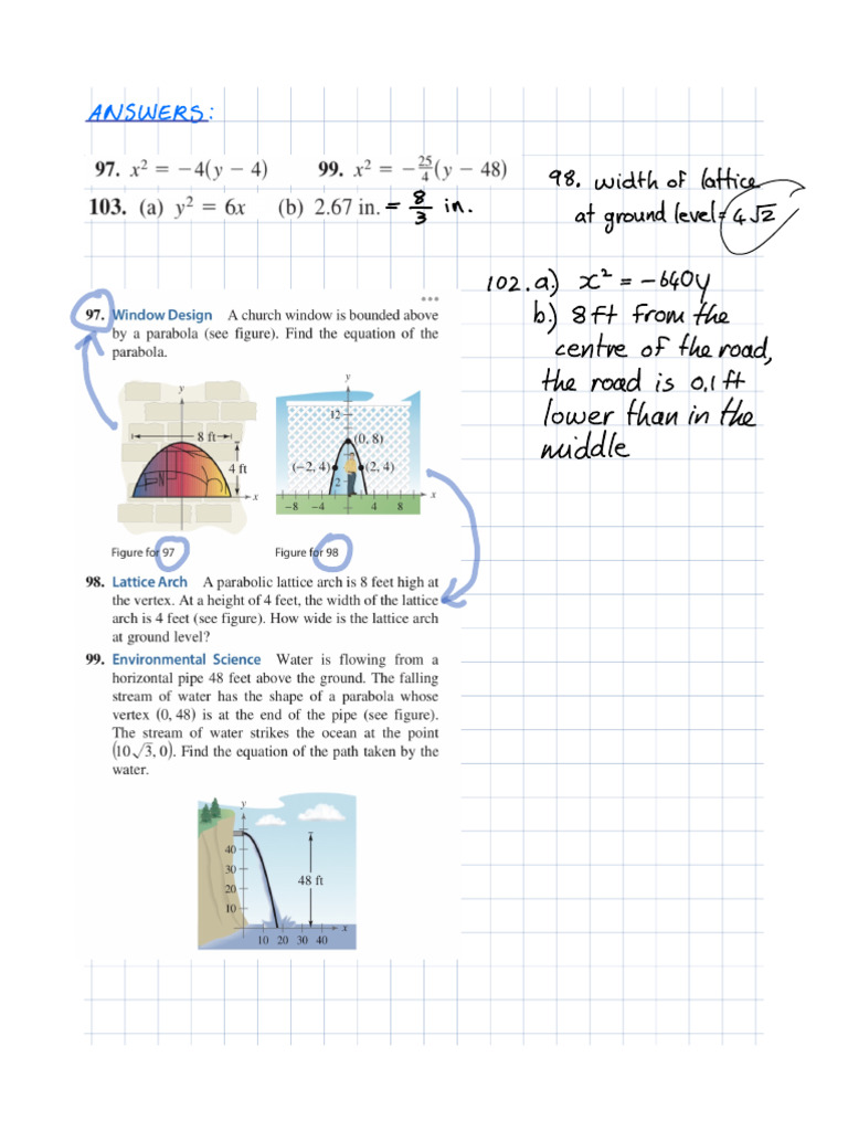 S1 C4 L1 L2 Conic Section - The PARABOLA (Part 5) Word Problems | PDF