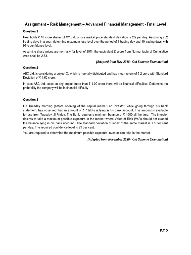 Advanced Financial Risk Management | PDF | Value At Risk | Statistical ...