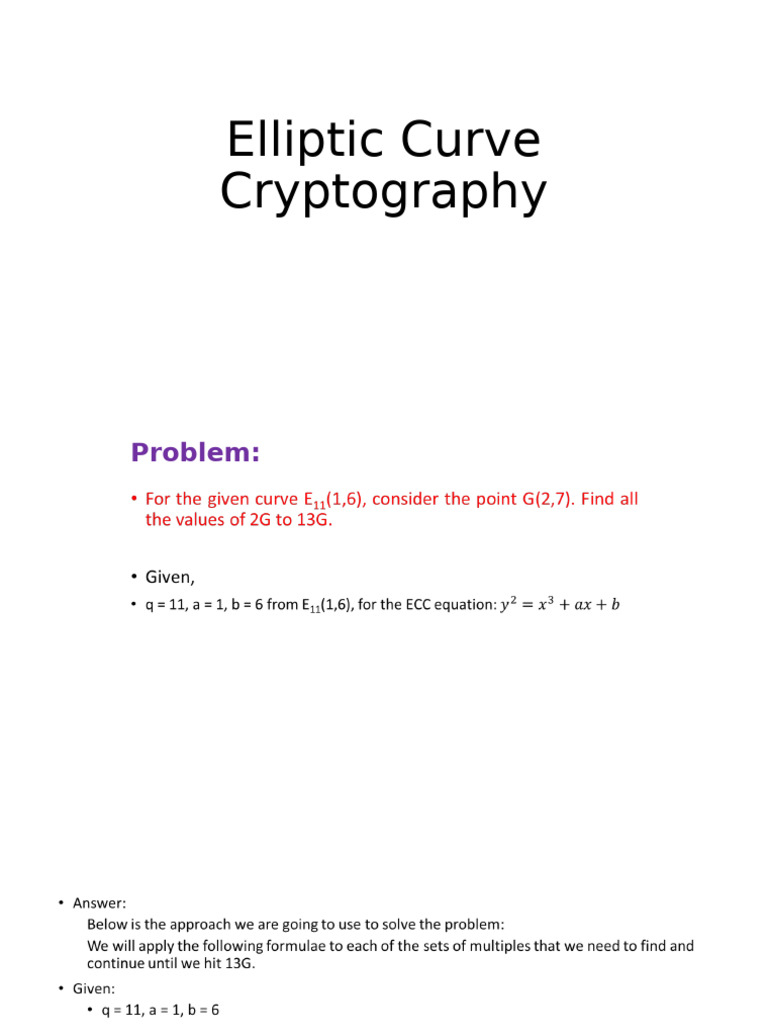 Elliptic Curve Cryptography - Problem | PDF
