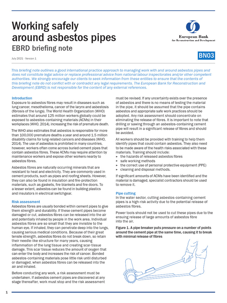 EBRD BN03 Working Safely Around Asbestos Pipes | PDF | Asbestos | Personal Protective Equipment