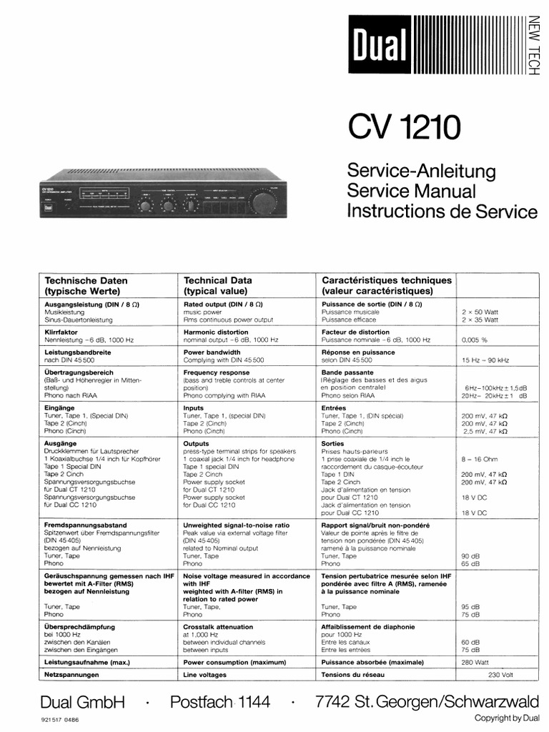 Dual CV 1210 SM | PDF