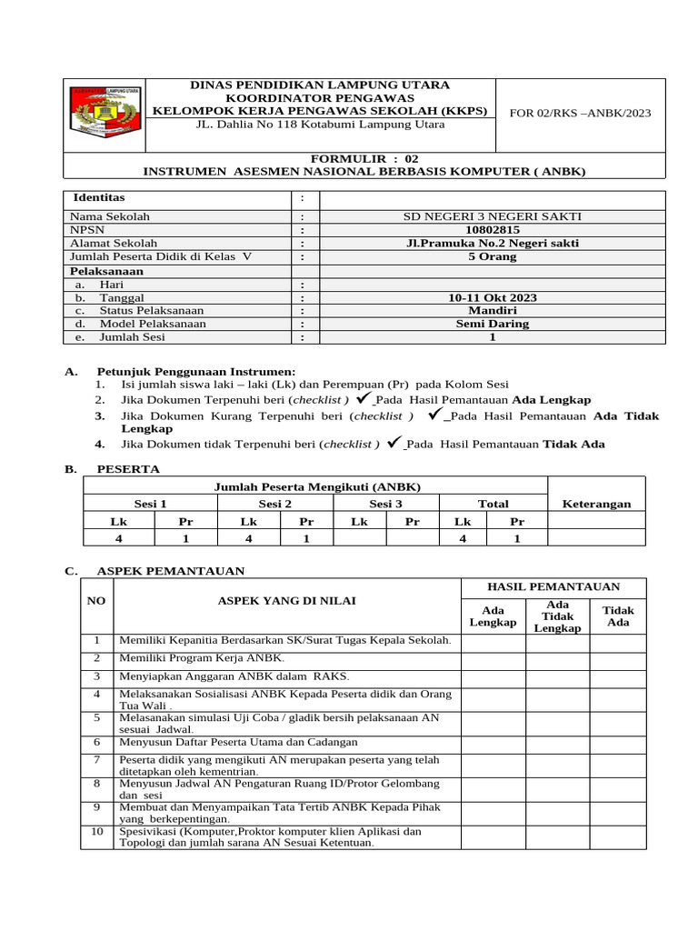 2 - Instrumen ANBK | PDF