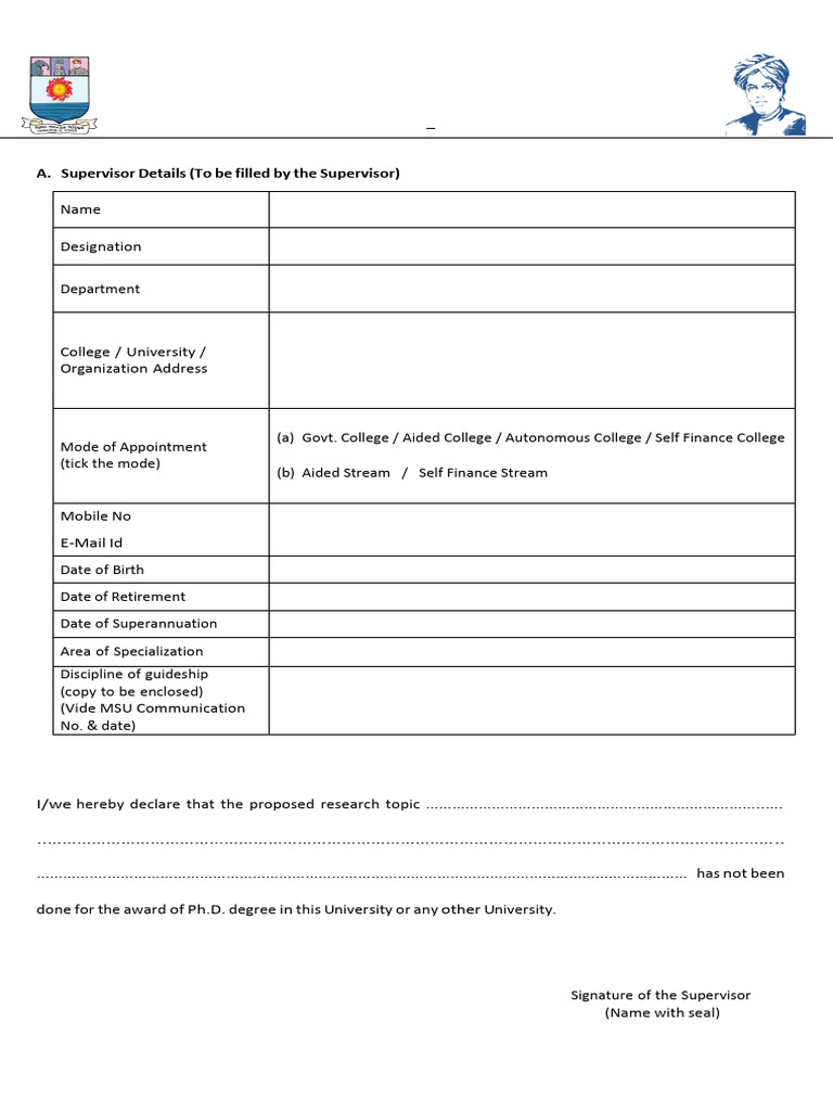 Ph.D. Registration Process at MS University | PDF | Doctor Of Philosophy