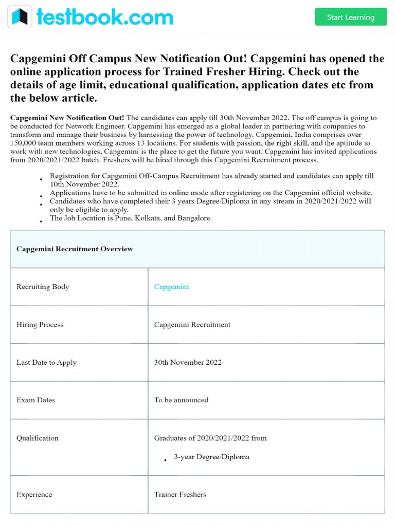 Capgemini Campus DriveExam Info | PDF