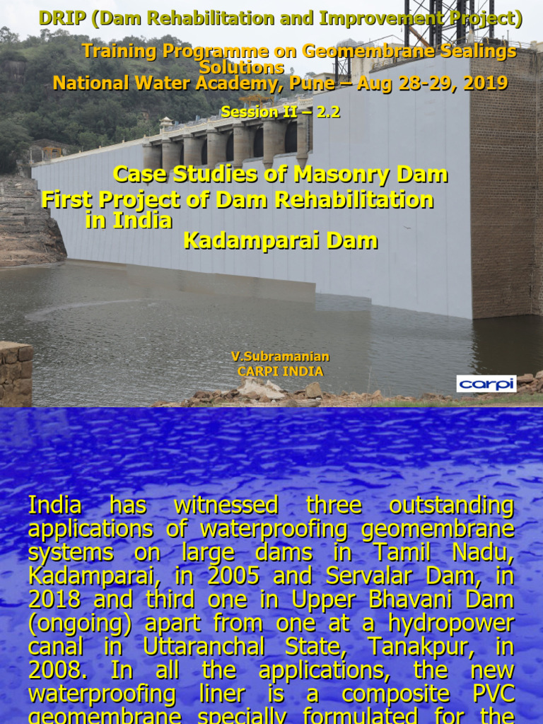 Kadamparai Dam Rehabilitation Overview | PDF | Dam | Pipe (Fluid ...