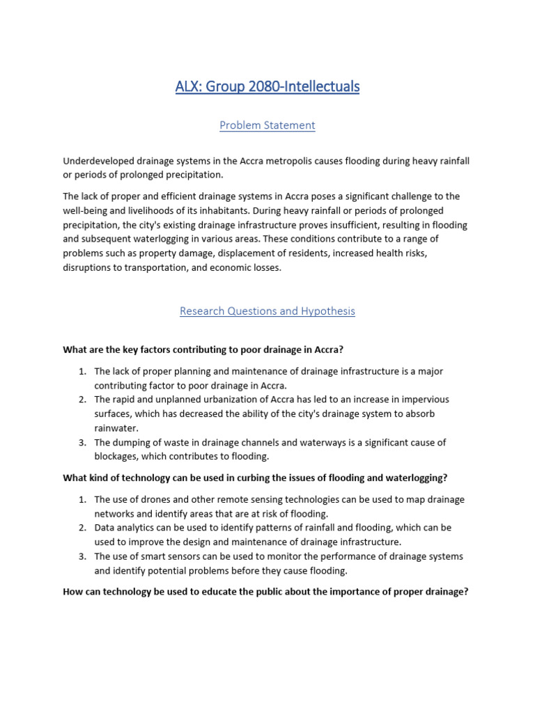 ALX Group 2080-Intellectuals-Problem Statement, Research Questions and Hypothesis | PDF | Flood ...