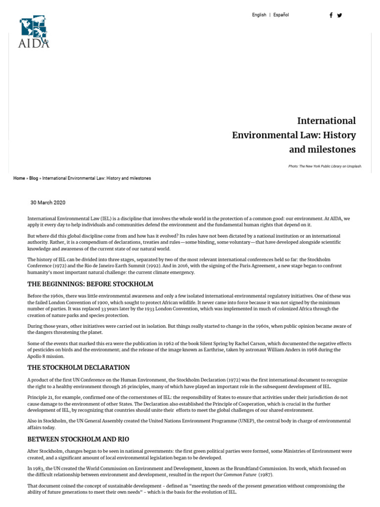 International Environmental Law - History and Milestones ...