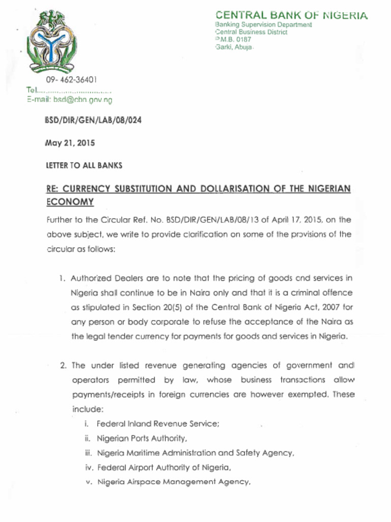 2015 (May) Circular On Currency Substitution and Dedollarisation of The ...