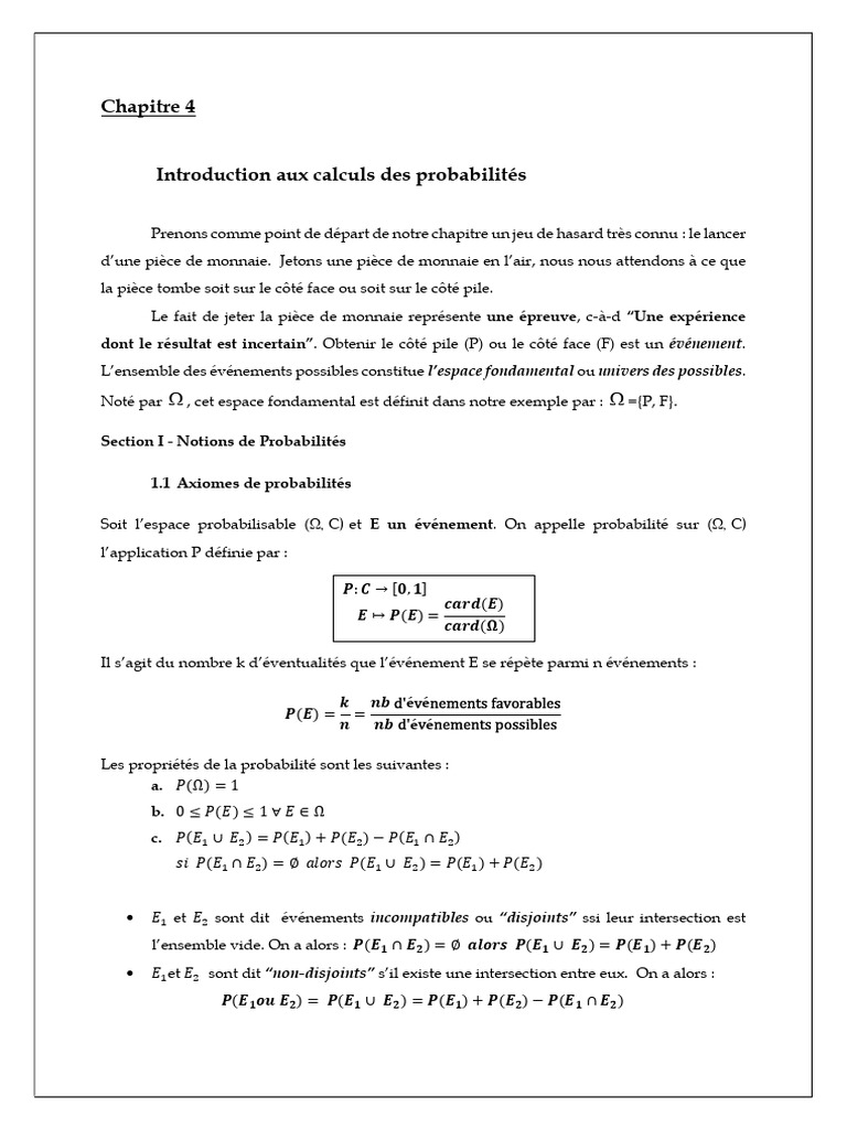Introduction aux Probabilités et Axiomes | PDF | Probabilité | Mesure ...