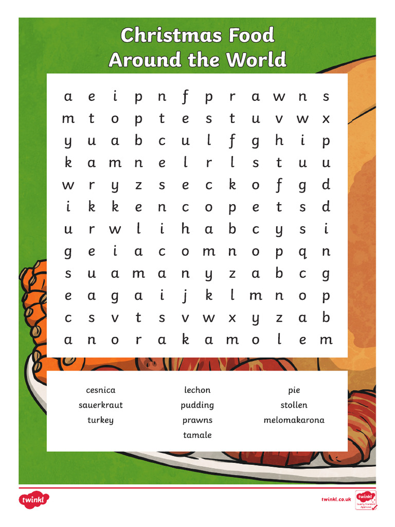 AU T2 T 135 Christmas Food Around The World Word Search | PDF