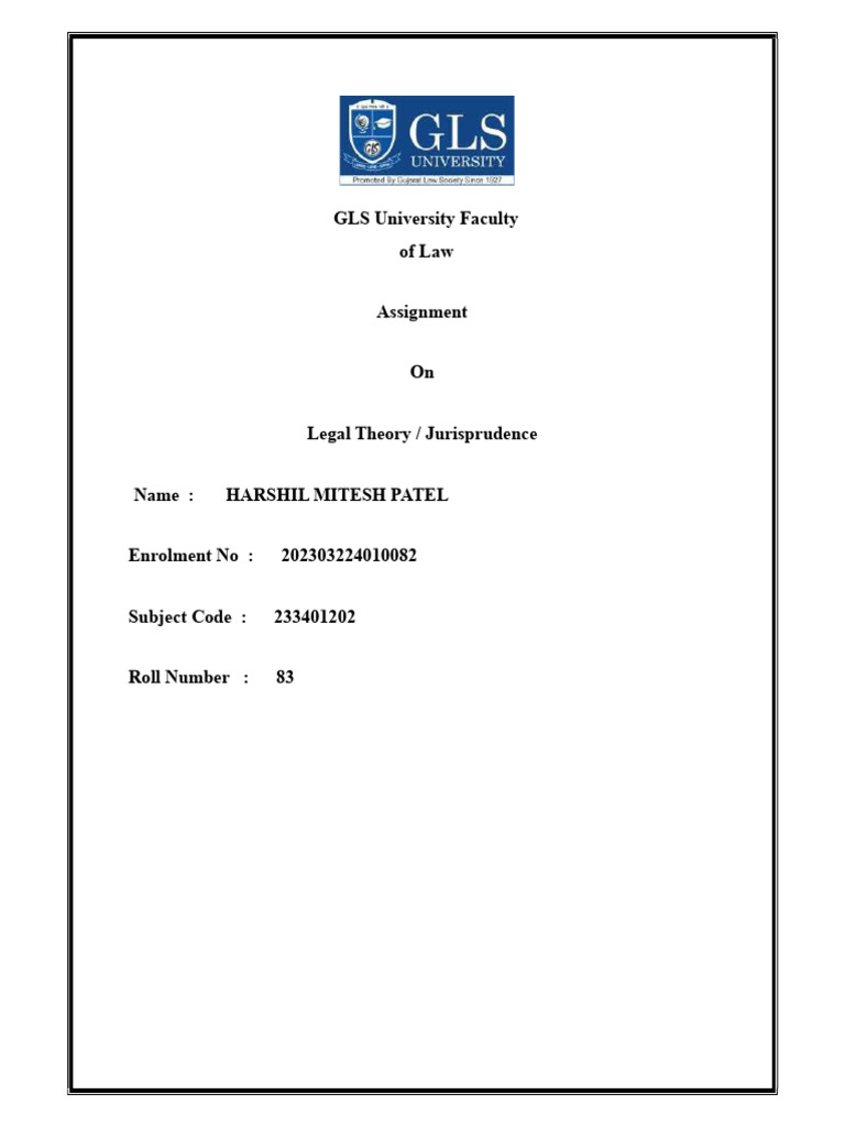 Harshil Patel-83 Jurisprudence Assignment | PDF | Jurisprudence | Science