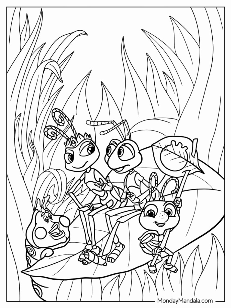 Princess Atta Flik Heimlich and Dot Bug - S Life Coloring Sheet | PDF