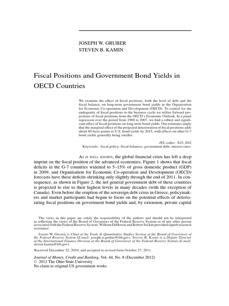 Fiscal Positions and Bond Yields in OECD | PDF | Government Budget ...