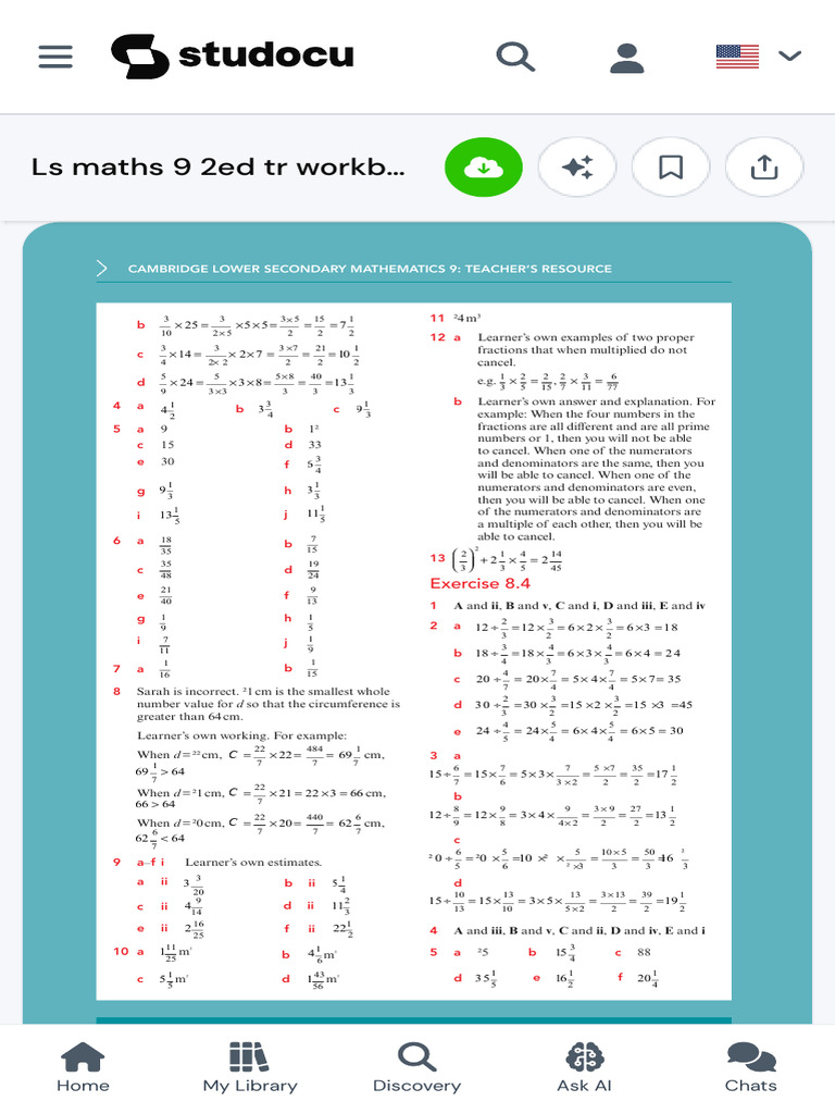 Ls Maths 9 2ed TR Workbook Answers - Workbook Answers Exercise 1. 1 Number Rational Irrational ...
