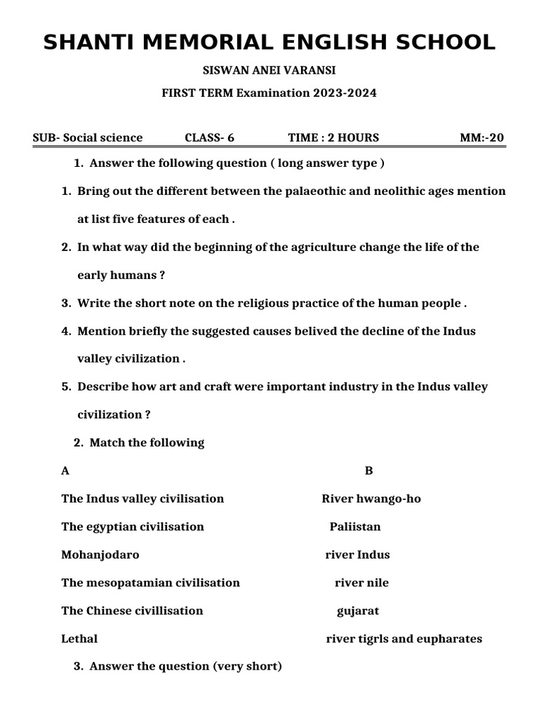 SHANTI CLASS 6 SST | PDF