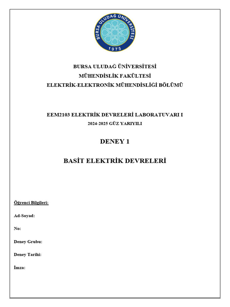 Deney 1 | PDF