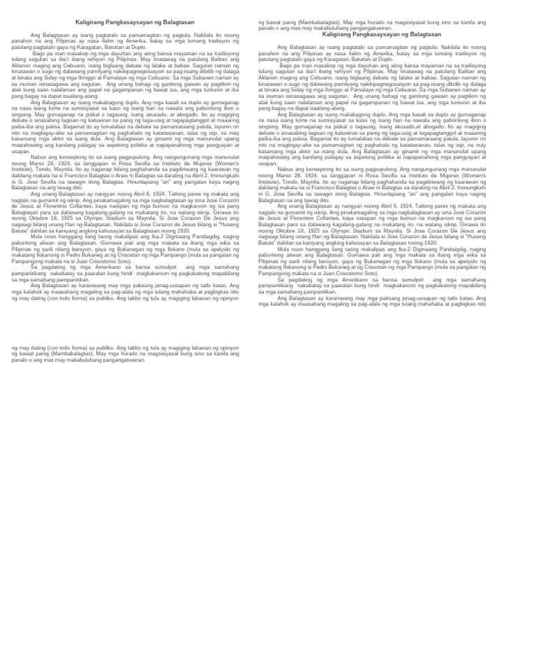 Kaligiran NG Balagtasan | PDF