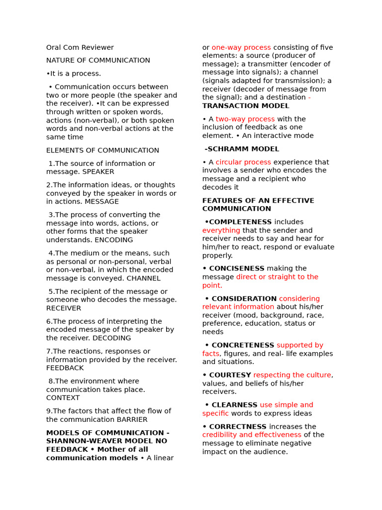 Oral Com Reviewer | PDF | Communication | Nonverbal Communication
