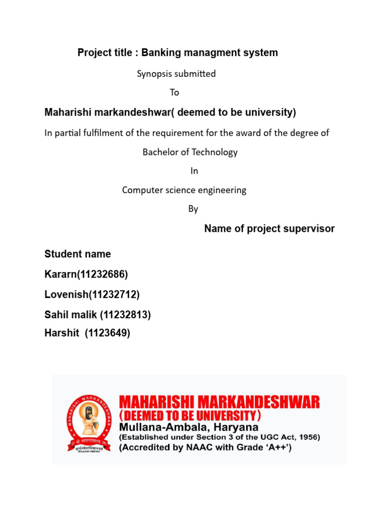 Synopsis of Online Banking Management System | PDF | Banks | Transaction Account