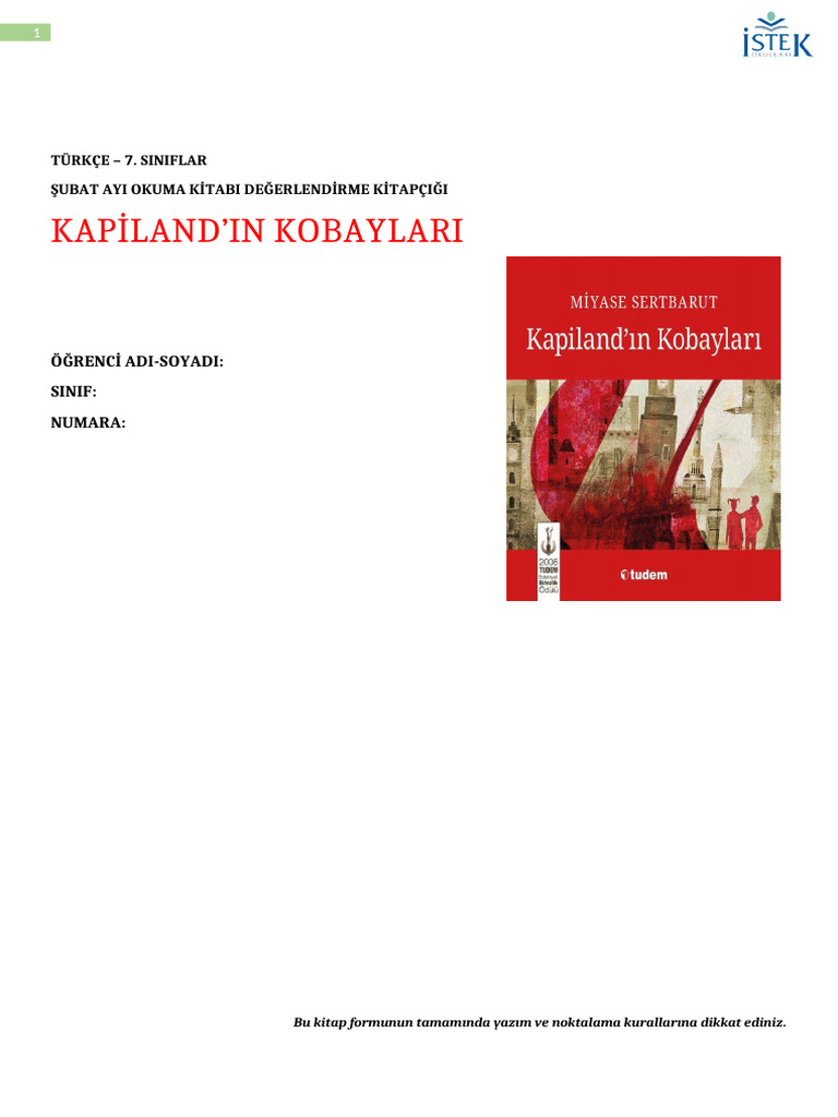 Kapiland'In Kobaylari: Öğrenci Adi-Soyadi: Sinif: Numara | PDF
