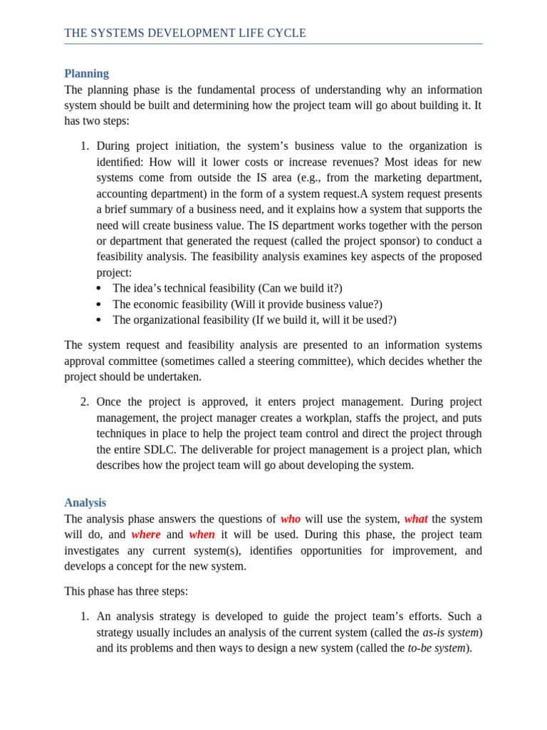 The Systems Development Life Cycle | PDF | Systems Engineering | Information Technology