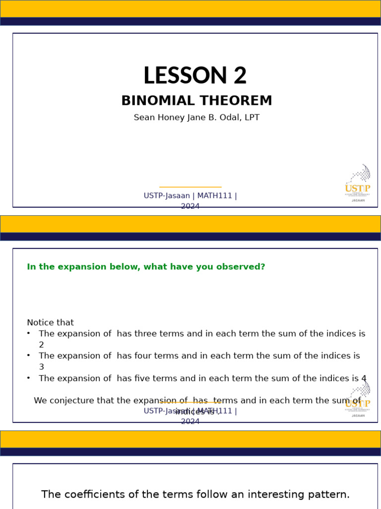 Binomial Theorem | PDF | Elementary Mathematics | Combinatorics