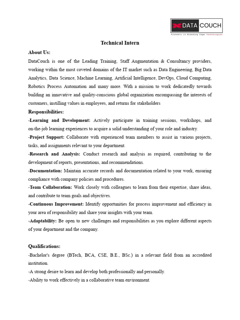 Technical Intern JD. | PDF