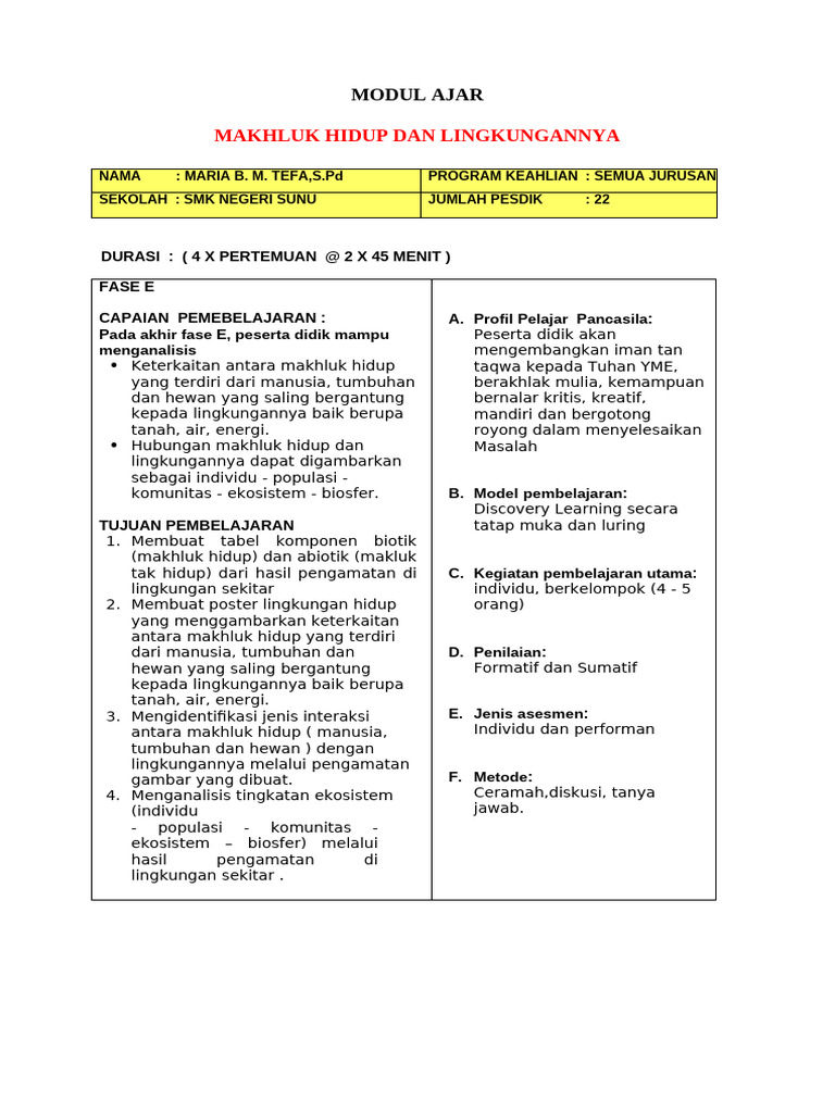 Modul Ajar IPAS Kelas 10 SMK | PDF