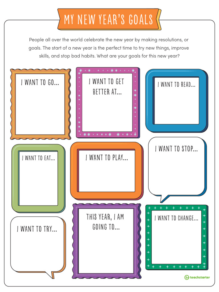 New Years Goals Worksheet | PDF