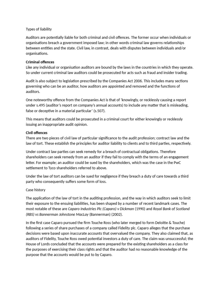 Types of Liability | PDF | Audit | Business