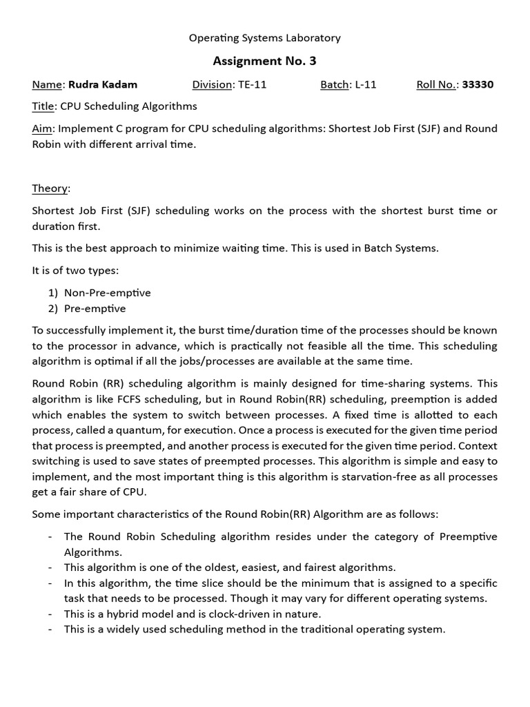 Assignment 3 | PDF | Scheduling (Computing) | Computer Engineering