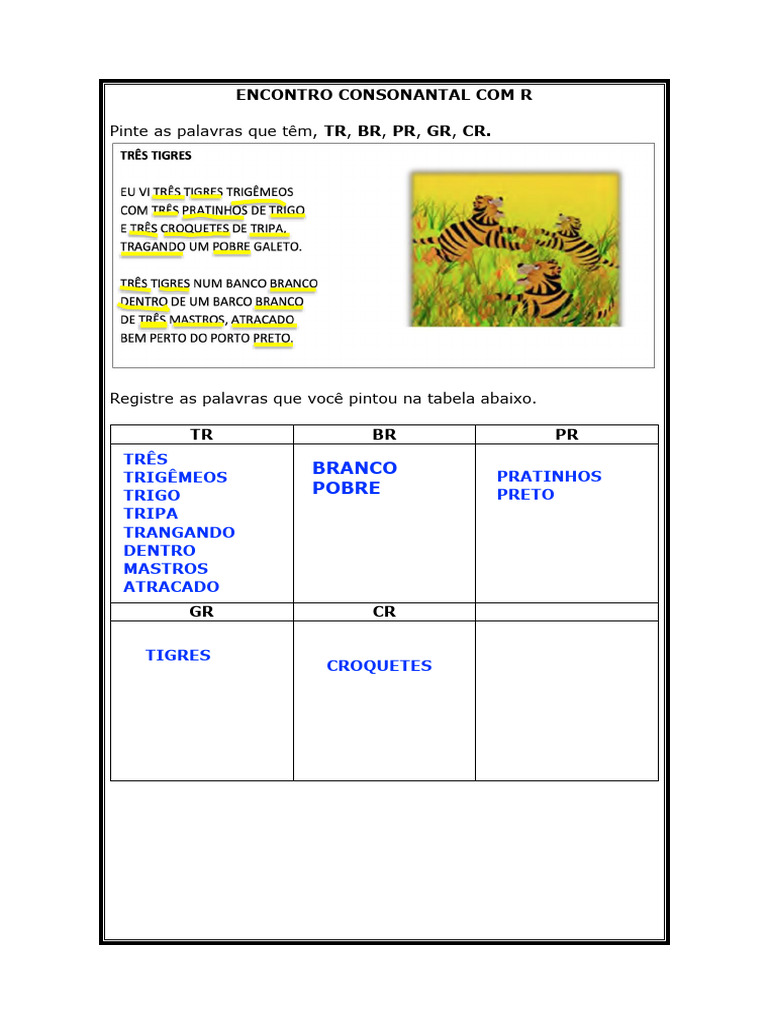 Encontros Consonantais com R | PDF